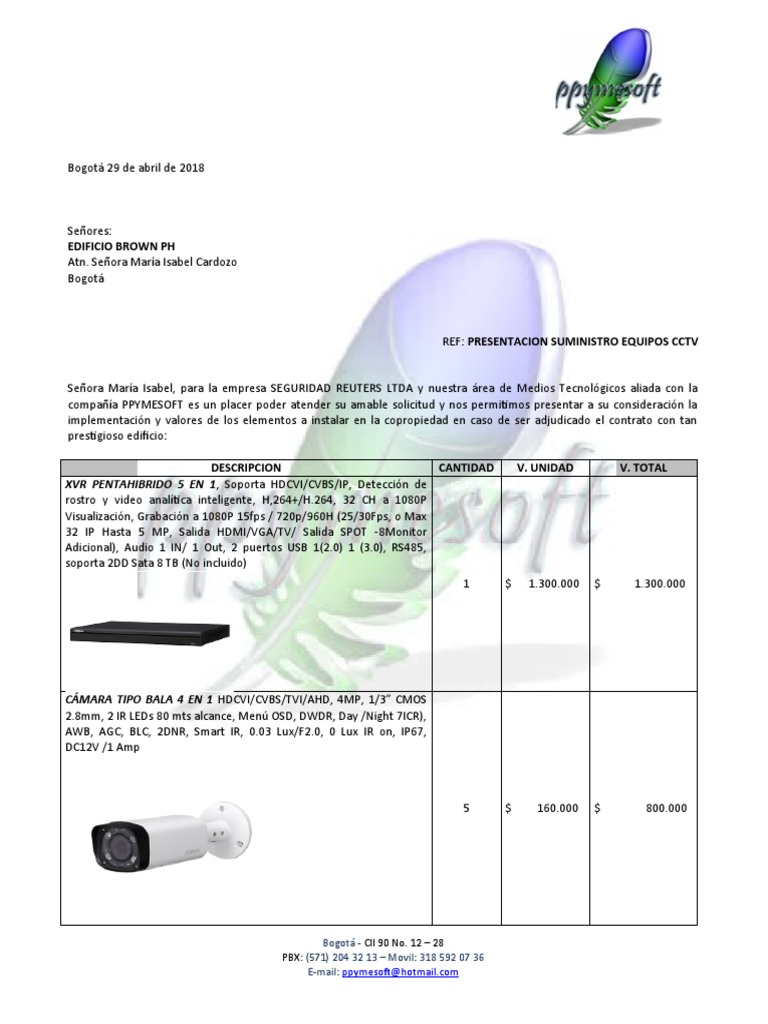 Cotizacion CCTV Reuters | PDF | Formatos de medios | Vídeo