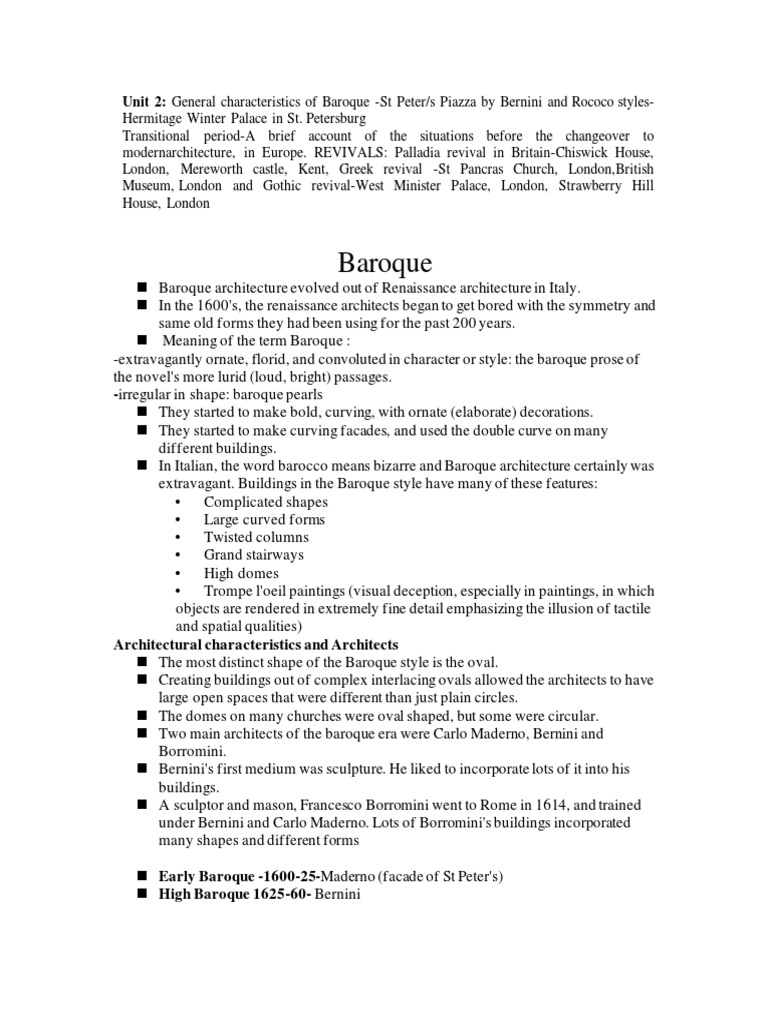 Baroque: Unit 2: General Characteristics of Baroque - ST Peter/s Piazza ...