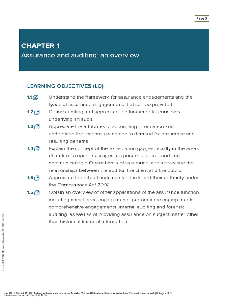 Assurance and Auditing: An Overview: Learning Objectives (Lo) | PDF ...