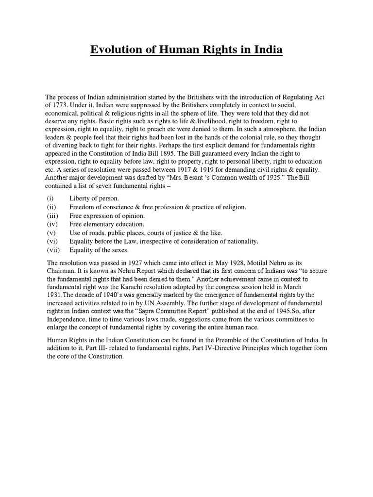 Evolution of Human Rights in India | PDF | Human Rights | Rights
