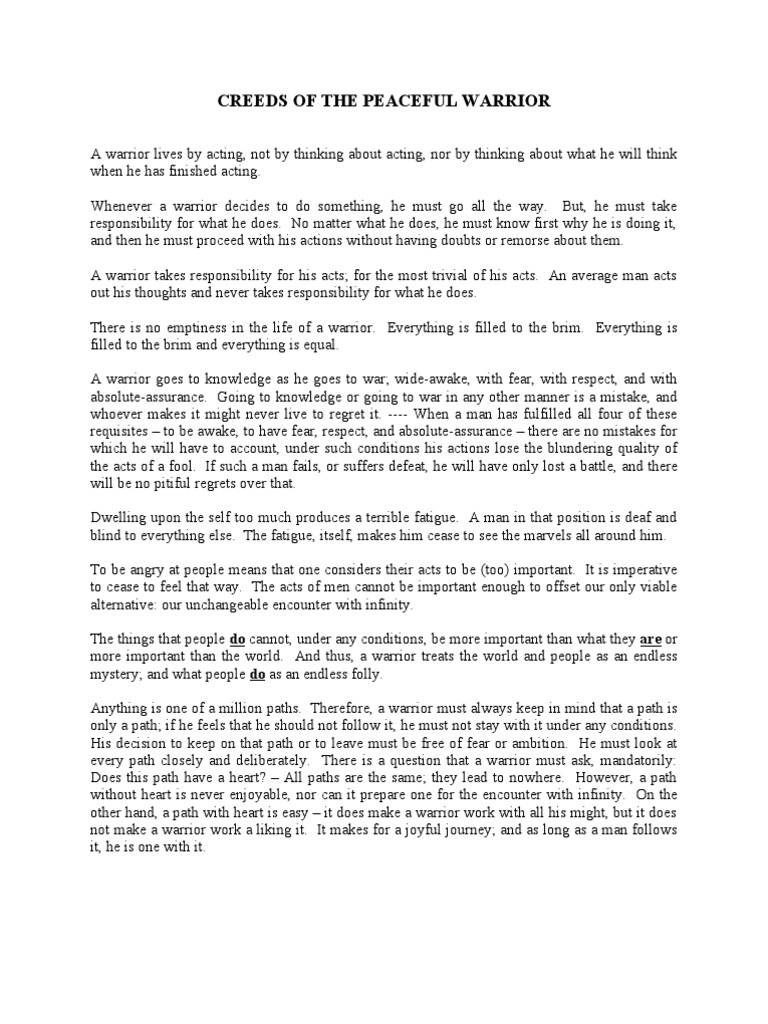 Creed of The Peaceful Warrior | PDF