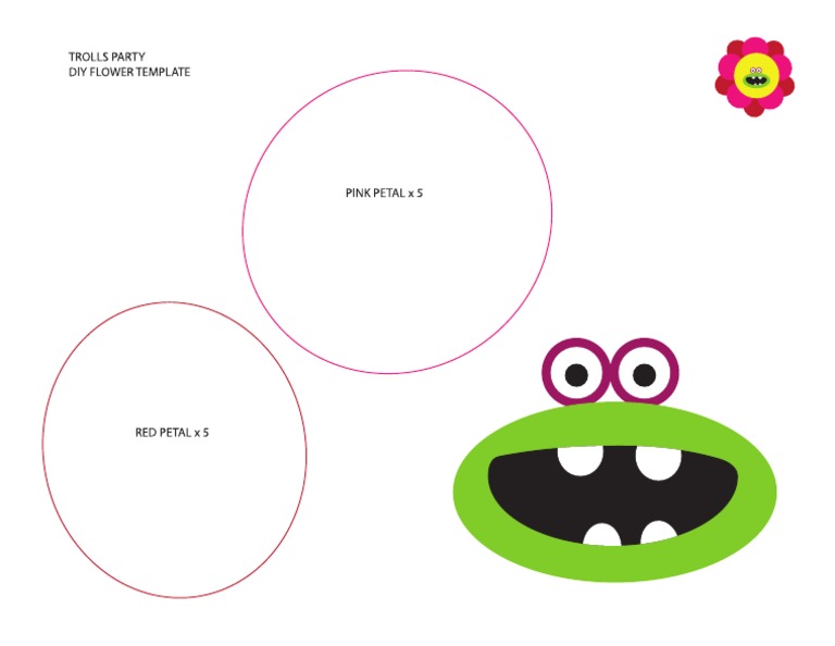 Trolls Party Flower DIY PDF | PDF