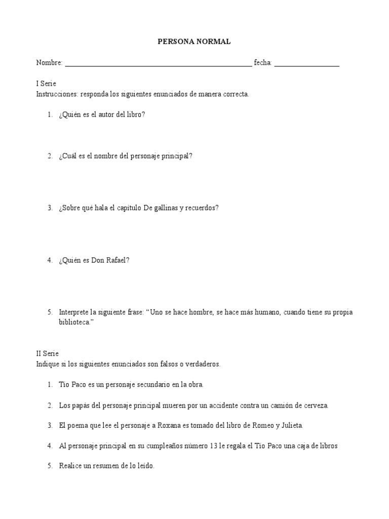 Análisis y Resumen de "Persona Normal" | PDF