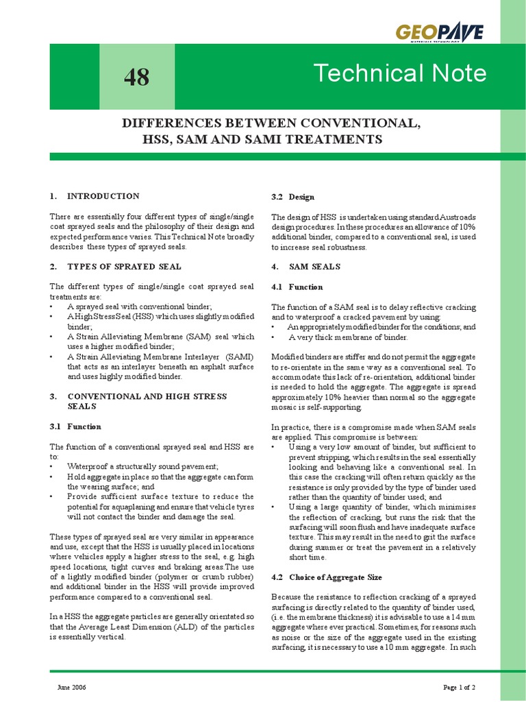 SAMI vs. SAM and HSS Seal Treatments | PDF | Road Surface | Asphalt