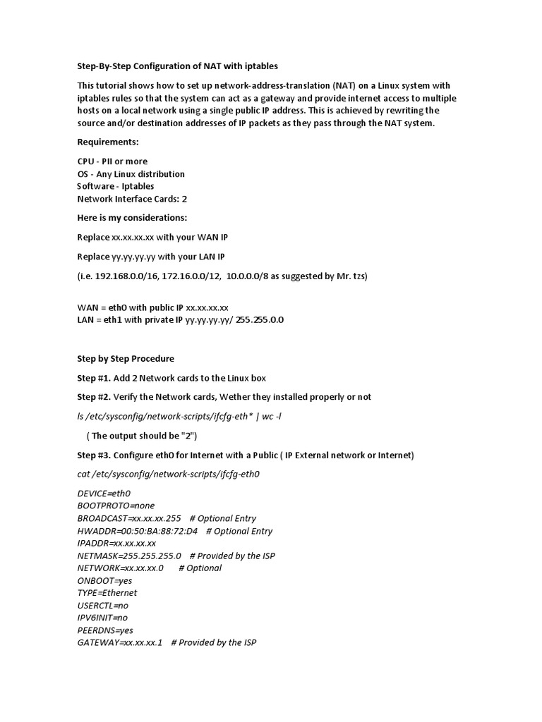 Set Up Outer Firewall To Perform DNAT and Masquerade PDF | PDF | Ip ...