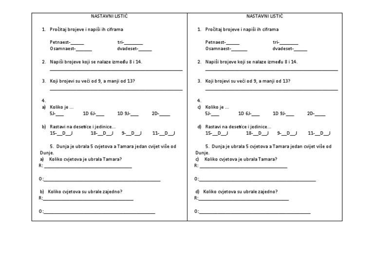 Nastavni Listić | PDF
