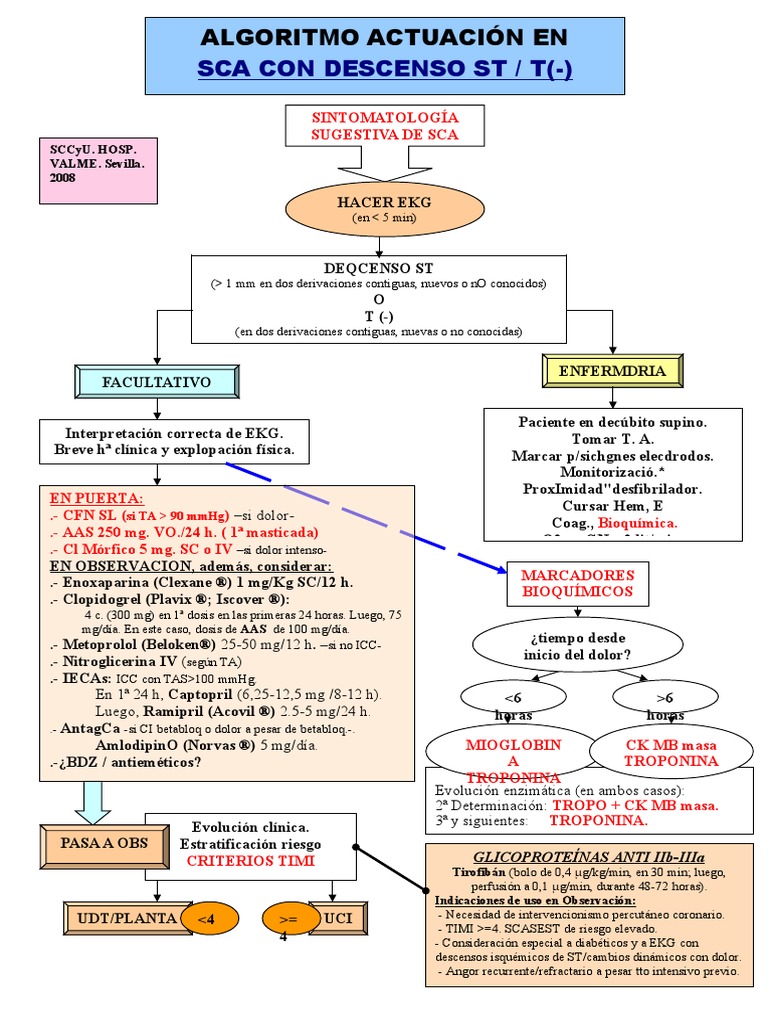 ALGORITMO ACTUACION SCA - Sin Elevación ST. Dr. Ruiz | PDF | Química medicinal | Farmacología