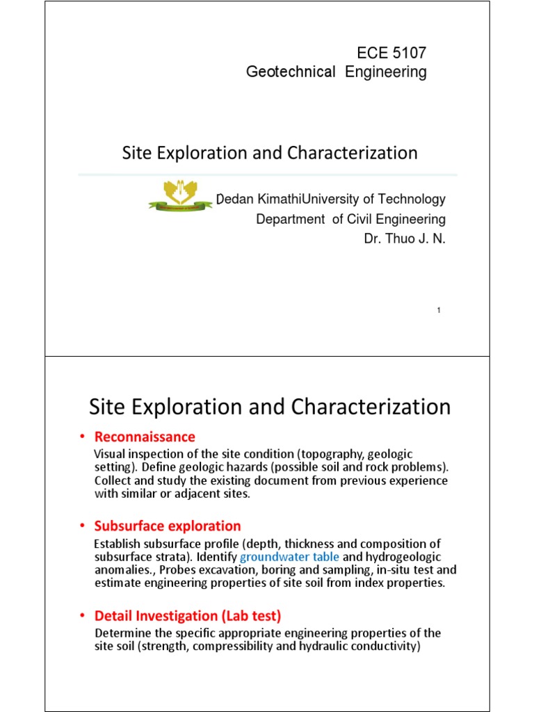 Site Exploration | PDF | Geotechnical Engineering | Earth Sciences