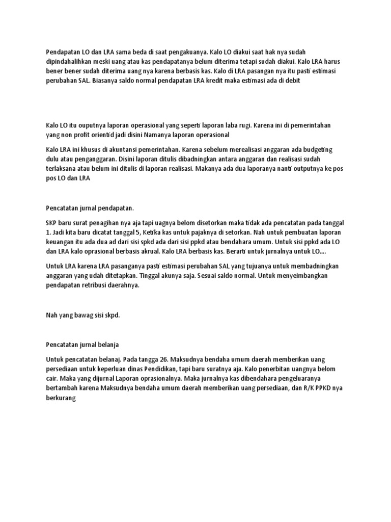 Pendapatan LO Dan LRA Sama Beda Di Saat Pengakuanya | PDF
