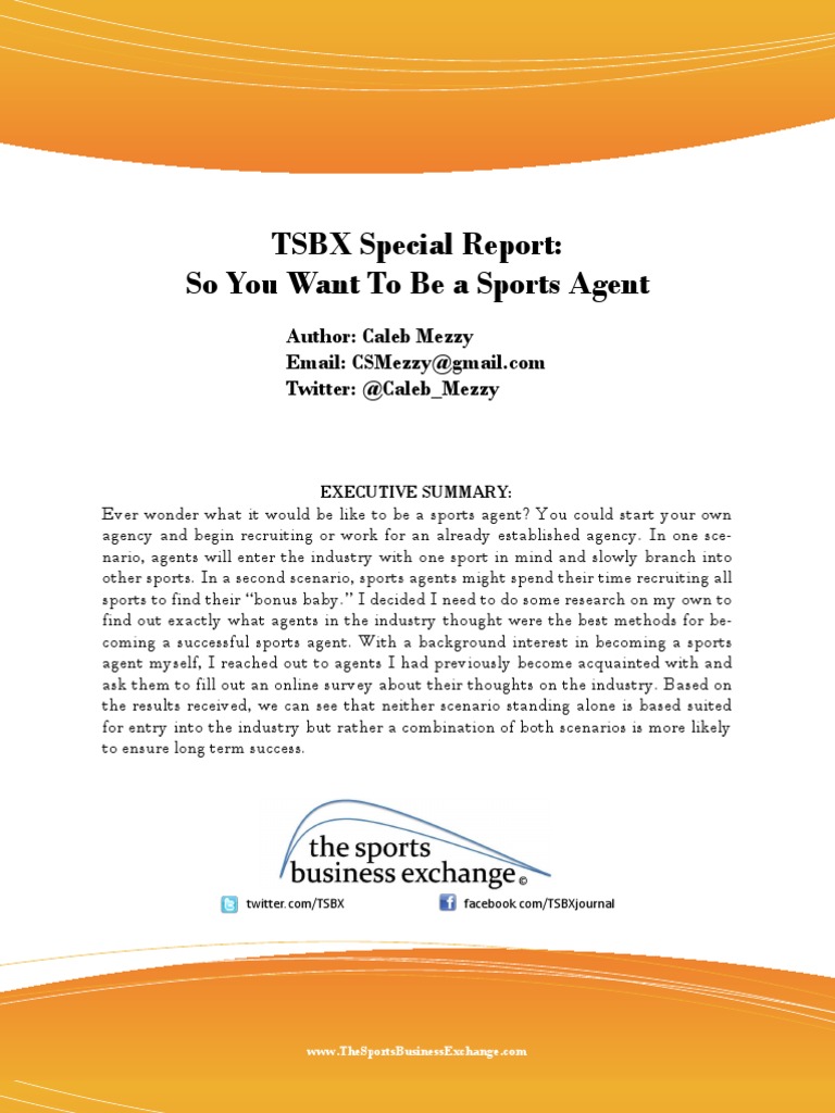 TSBX Special Report: So You Want To Be A Sports Agent | PDF ...