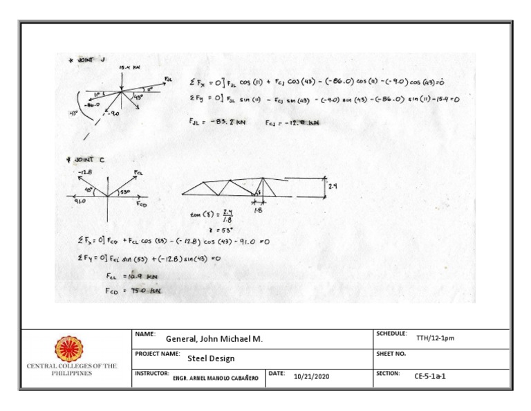 General, John Michael M. Steel Design: Name | PDF
