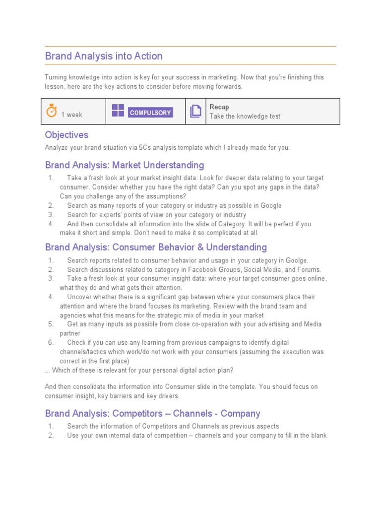 Brand Analysis Into Action | PDF | Brand | Swot Analysis