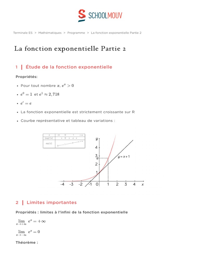 La Fonction Exponentielle Partie 2 Fiche de Revision | PDF
