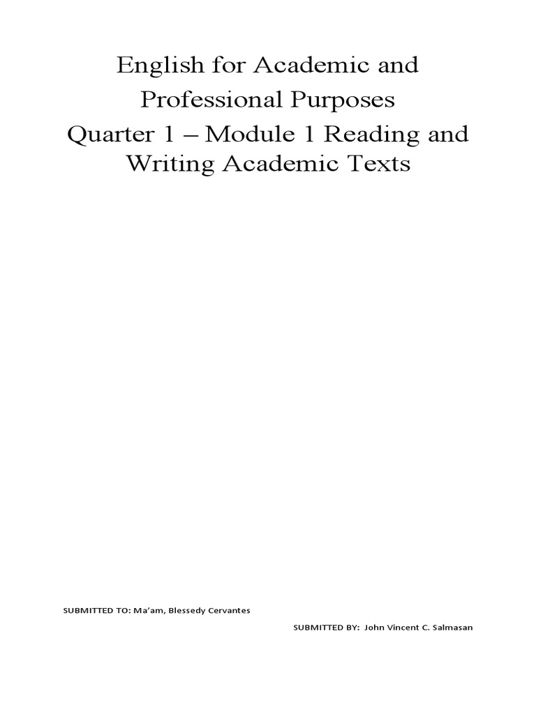 English For Academic and Professional Purposes Quarter 1 - Module 1 ...