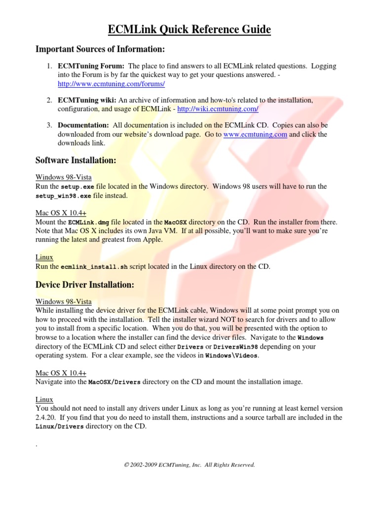 Ecm Link Quick Reference | PDF | Computers | Technology & Engineering