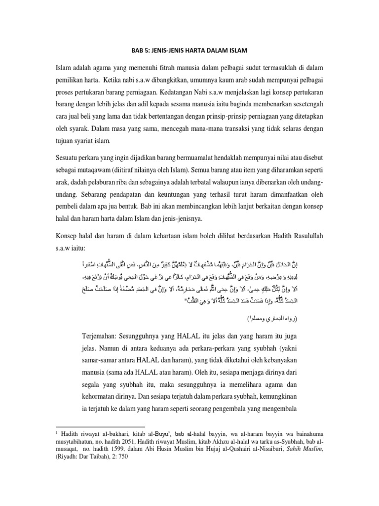 Bab 5 - Jenis-Jenis Harta Dalam Islam | PDF