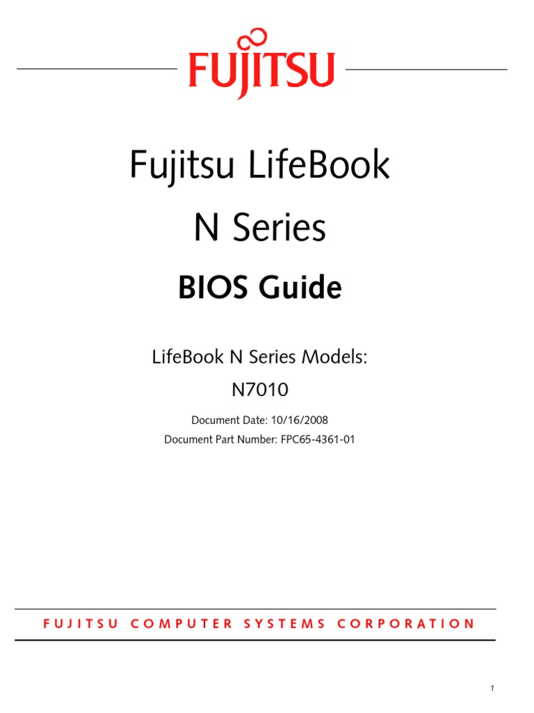 Fujitsu Lifebook N Series: Bios Guide | PDF | Menu (Computing) | Bios