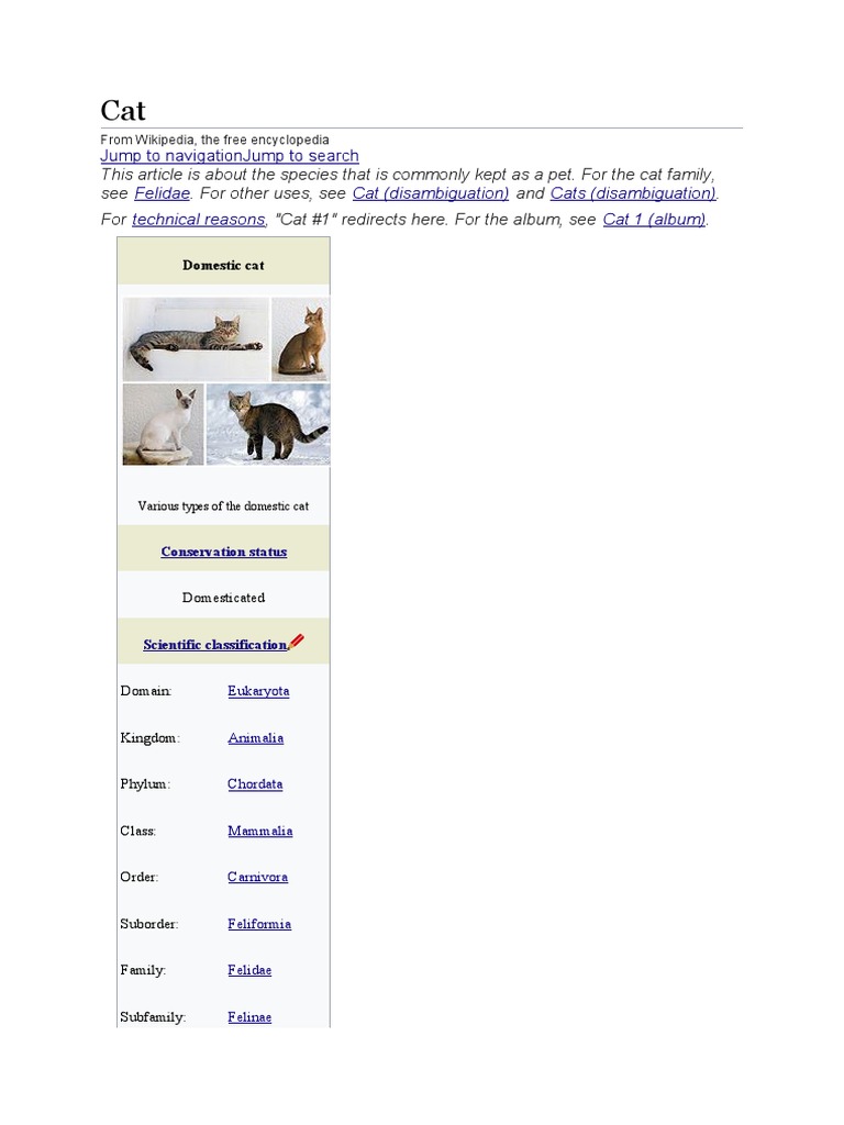 Domestic Cat Taxonomy Overview | PDF | Felidae | Cats