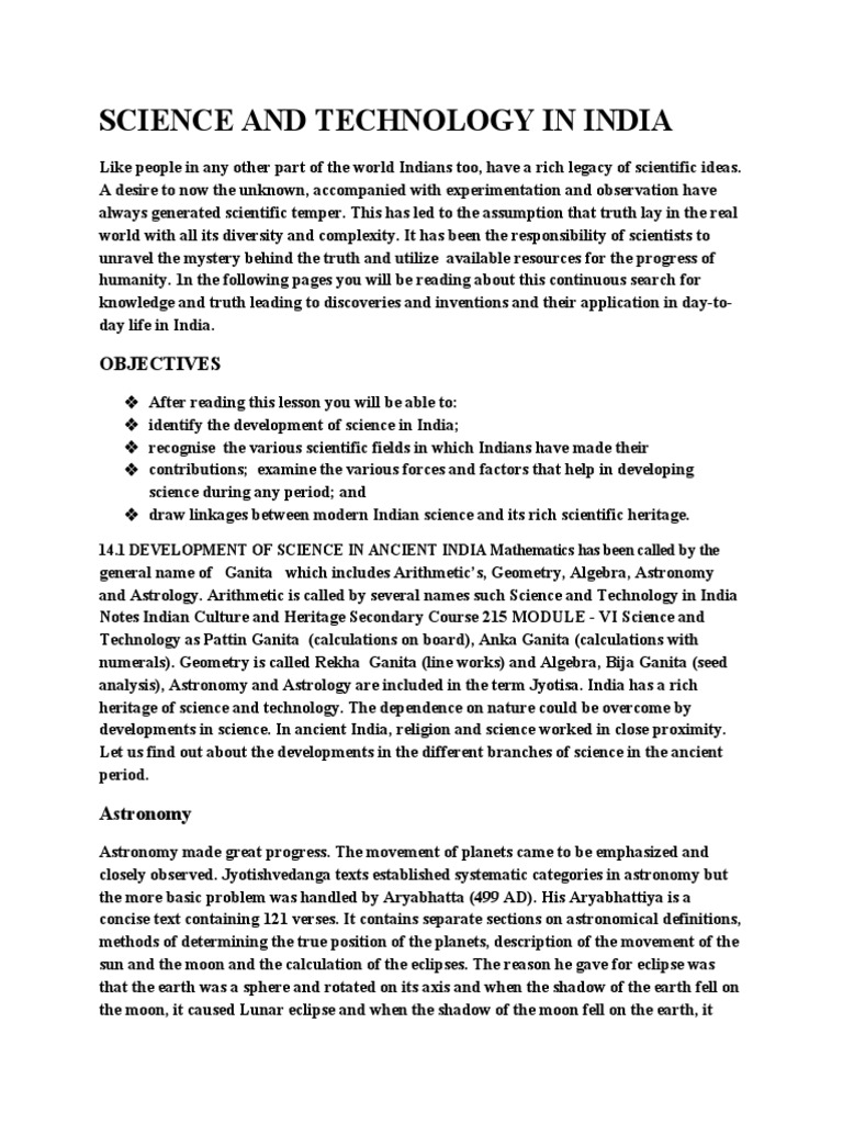 Science and Technology in India | PDF | Astronomy | Science