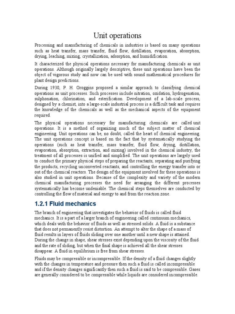 1 Unit Operations | PDF | Filtration | Heat Transfer