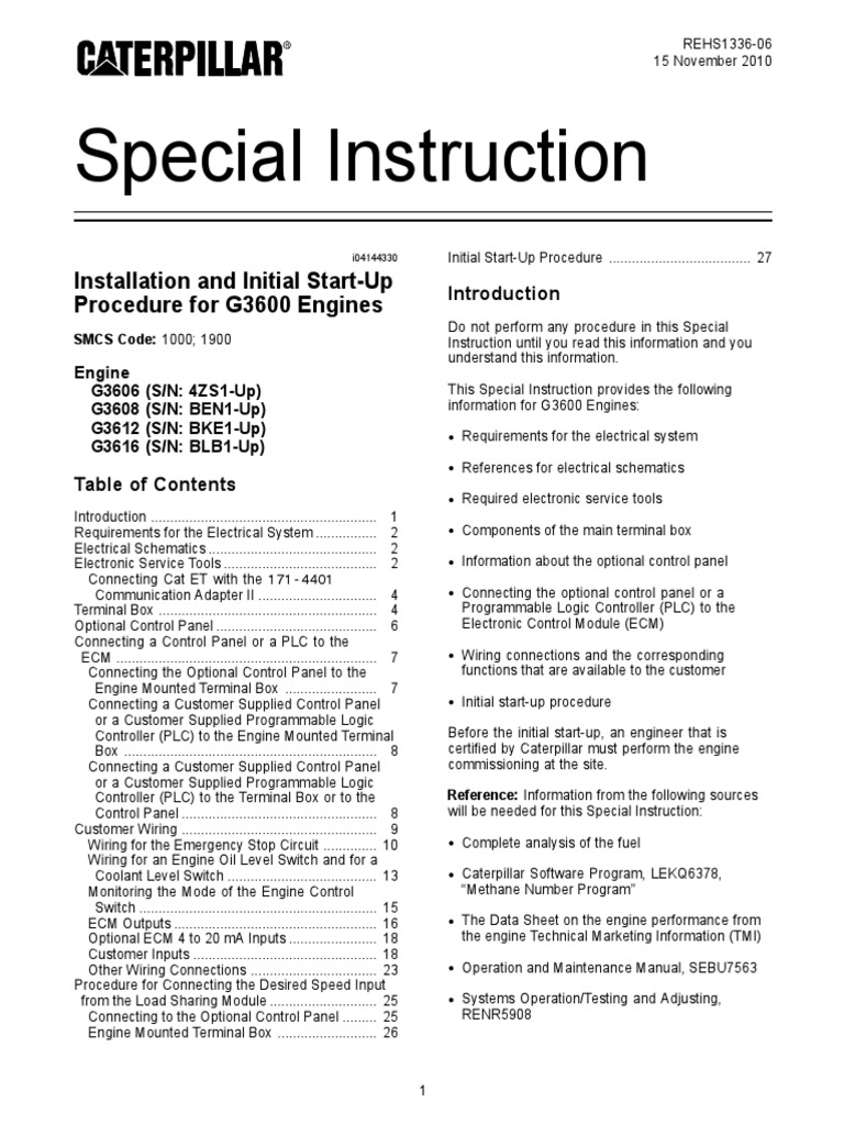 G3600 Install and Initial Start-Up Procedure PDF | PDF | Electrical ...