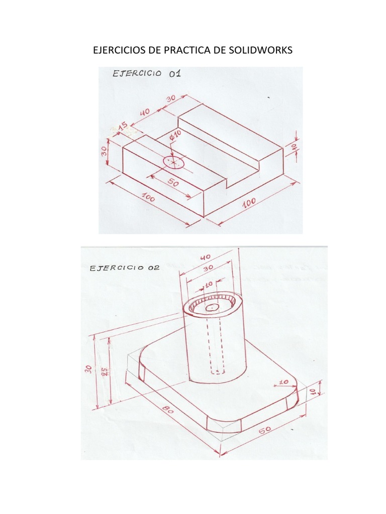 Ejercicios de Practica de Solidworks | PDF