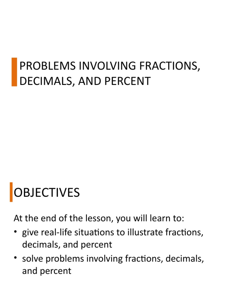 Problems Involving Fractions, Decimals, and Percent | PDF | Discounting ...