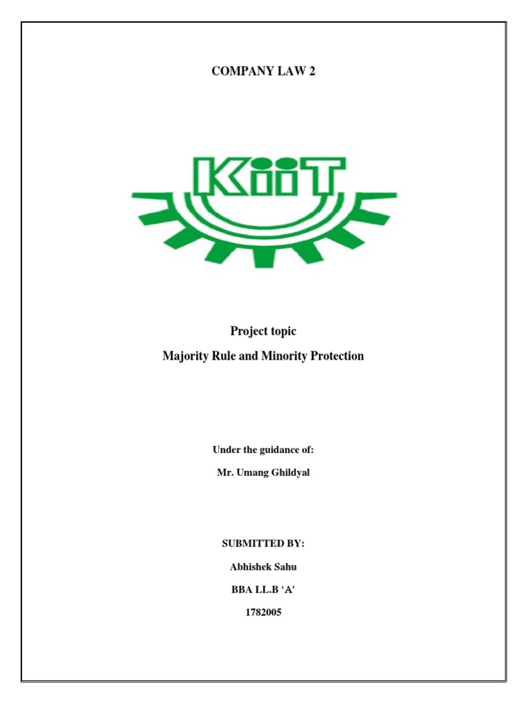 Majority Rule vs. Minority Rights in Companies | PDF | Board Of ...
