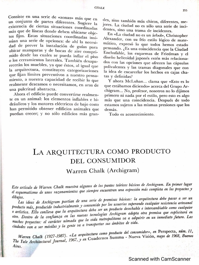 Warren Chalk. La Arquitectura Como Producto Del Consumidor | PDF