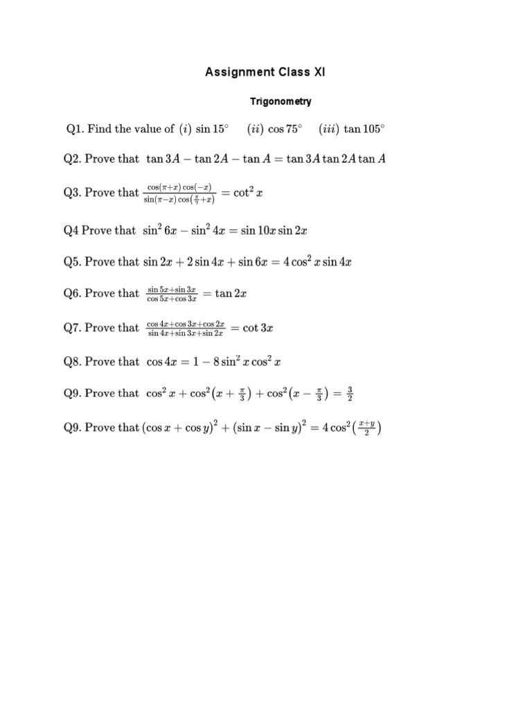 Assignment Class Xi Pdf 