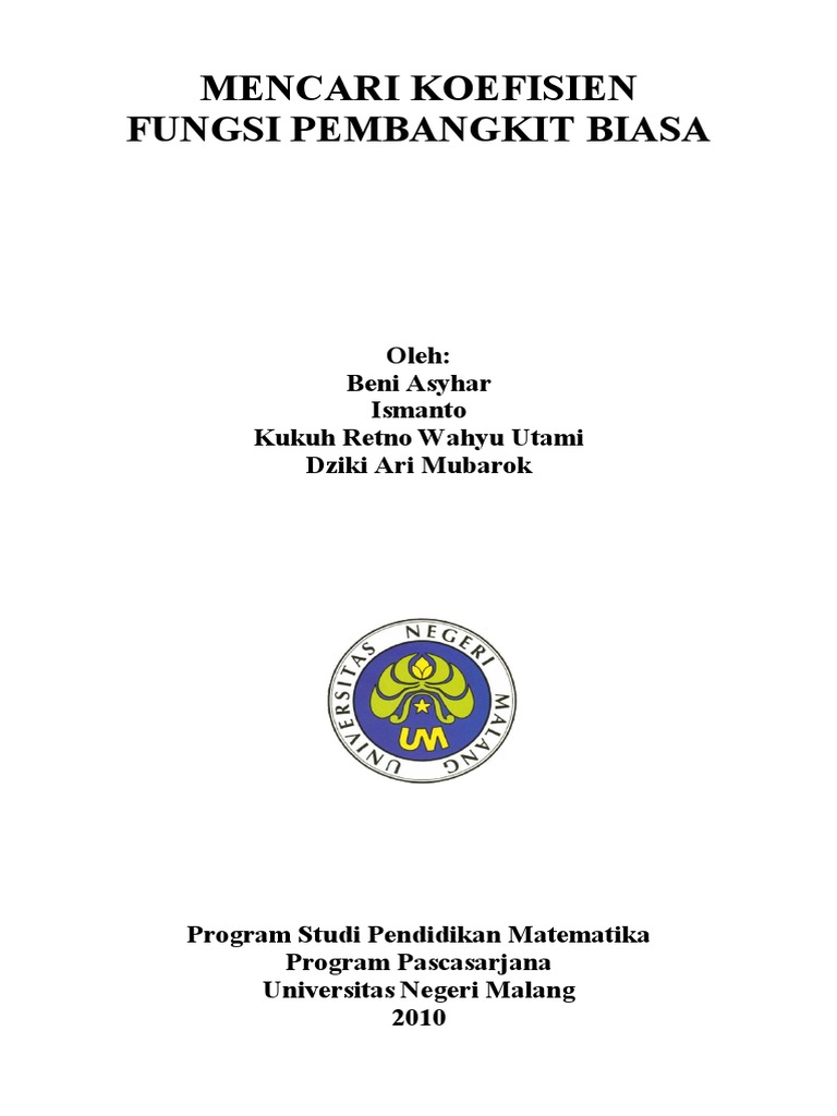 Koefisien Fungsi Pembangkit | PDF | Metode & Bahan Ajar