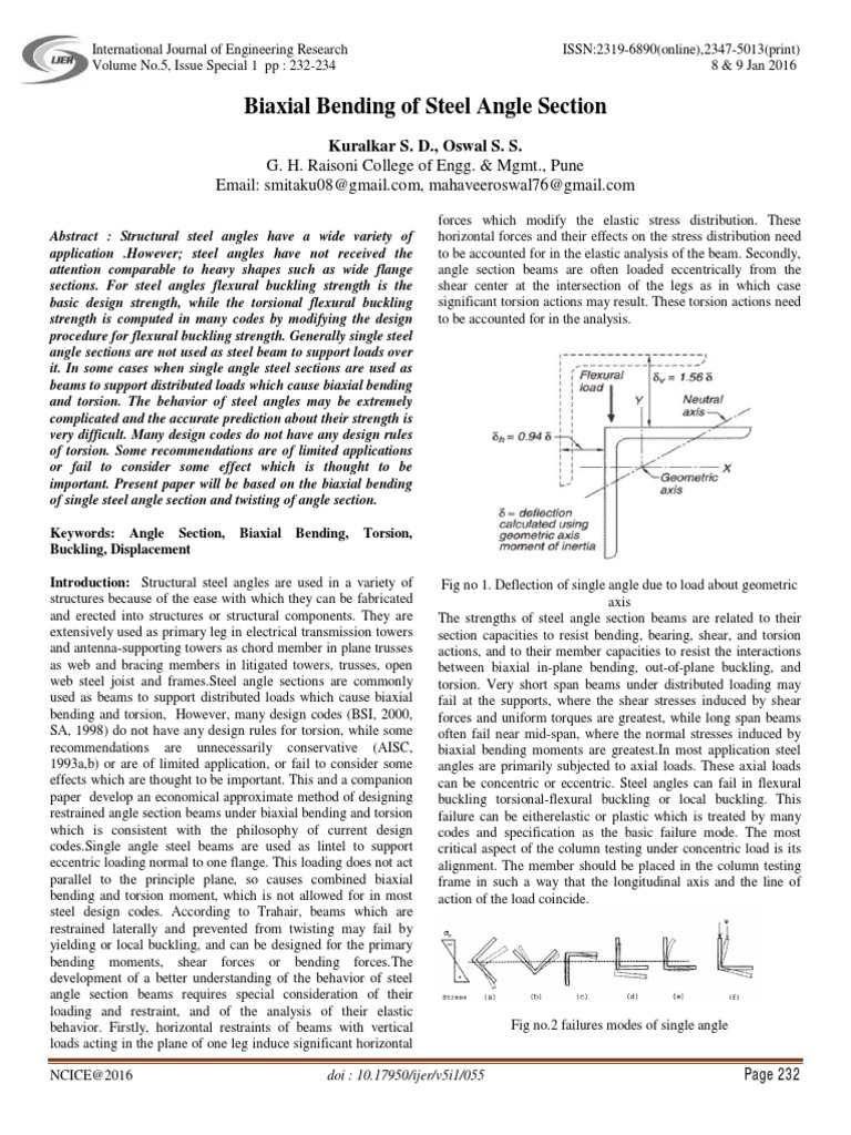 Biaxial Bending of Steel Angle Section PDF | PDF | Bending | Beam ...