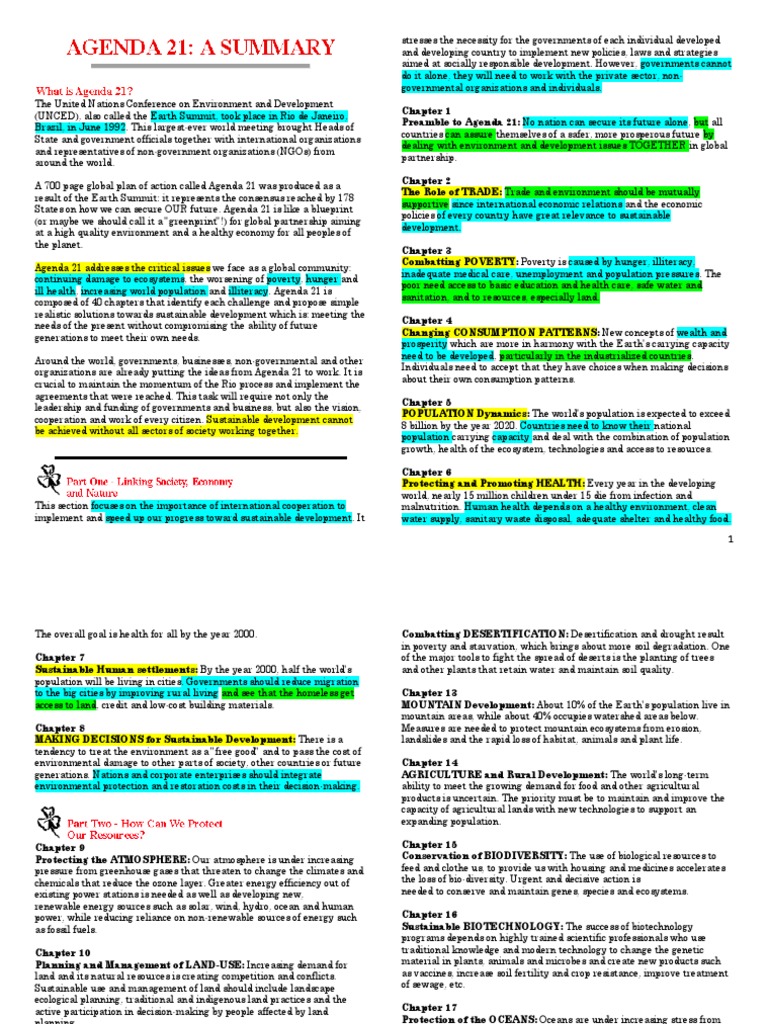 2 - Agenda 21 Summary | PDF | Sustainability | Sustainable Development