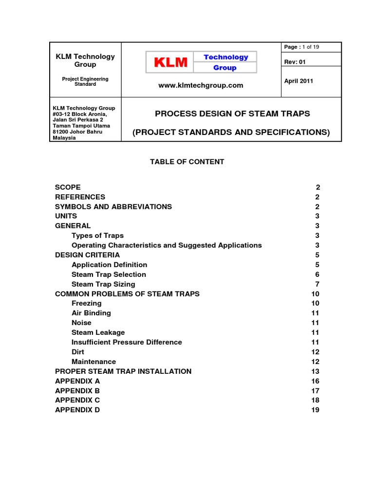 Process Design of Steam Traps: A Guide to Selection, Sizing, Common ...