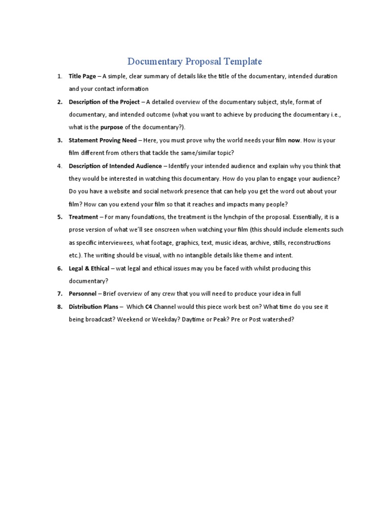 Documentary Proposal Form | PDF