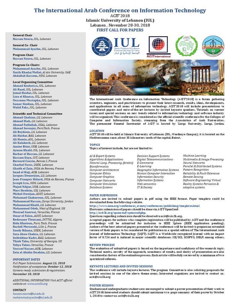 The International Arab Conference On Information Technology: Islamic ...