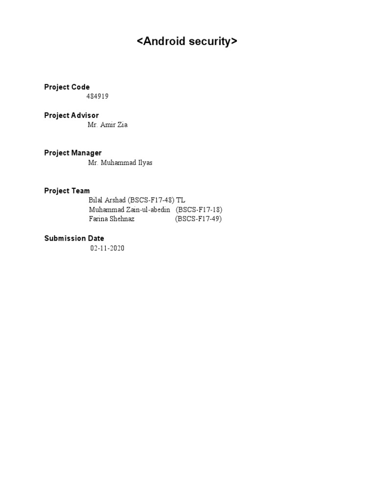 Project Proposal (Android Security) | PDF | Mobile App | Android ...