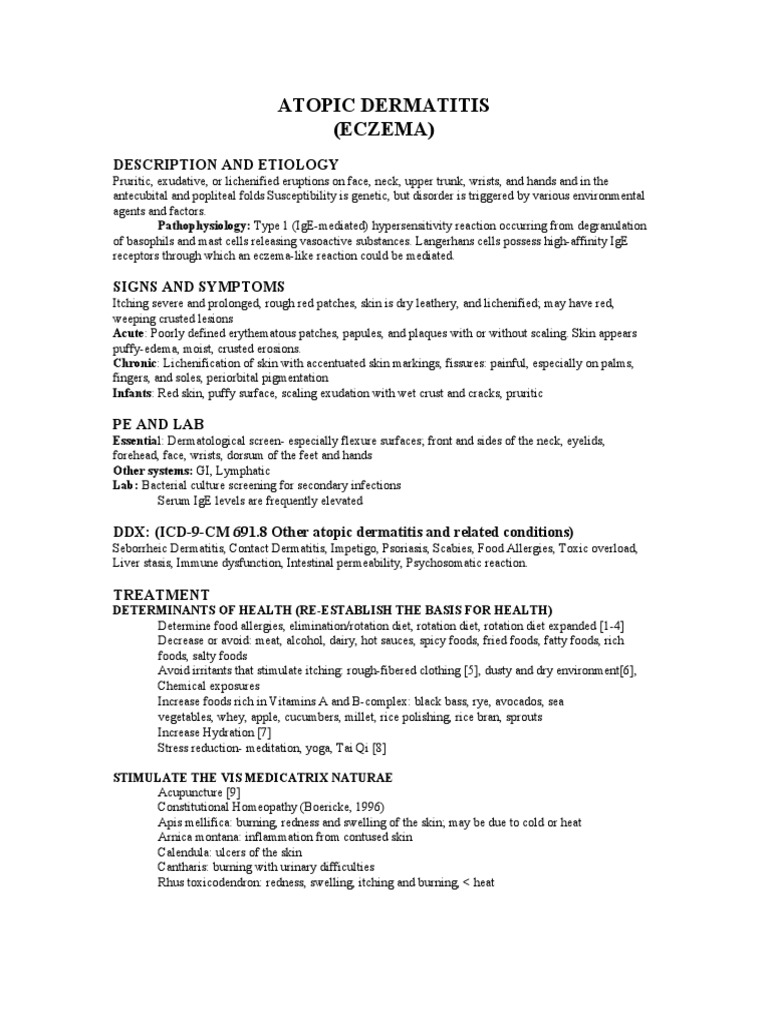 Atopic Dermatitis (Eczema) : Description and Etiology | PDF ...