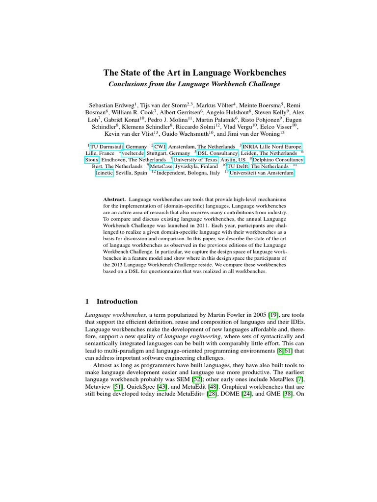 The State of The Art in Language Workbenches | PDF | Conceptual Model ...