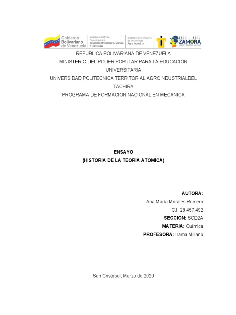 Historia de La Teoría Atómica | PDF | Átomos | Núcleo atómico