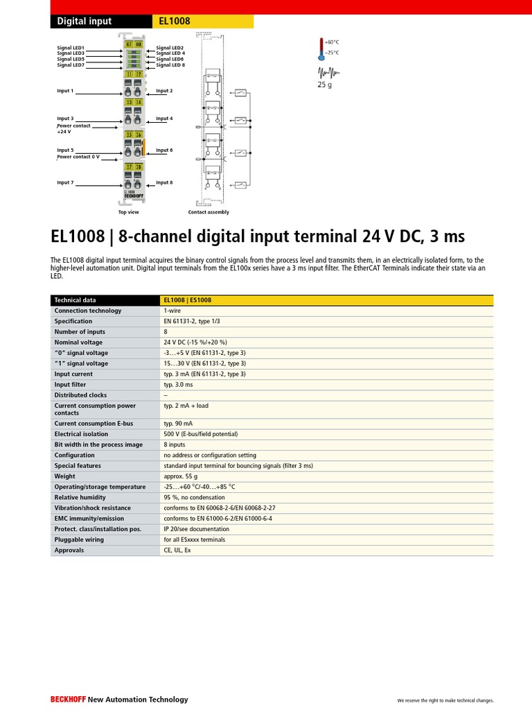 EL1008 - 8-Channel Digital Input Terminal 24 V DC, 3 Ms | PDF ...