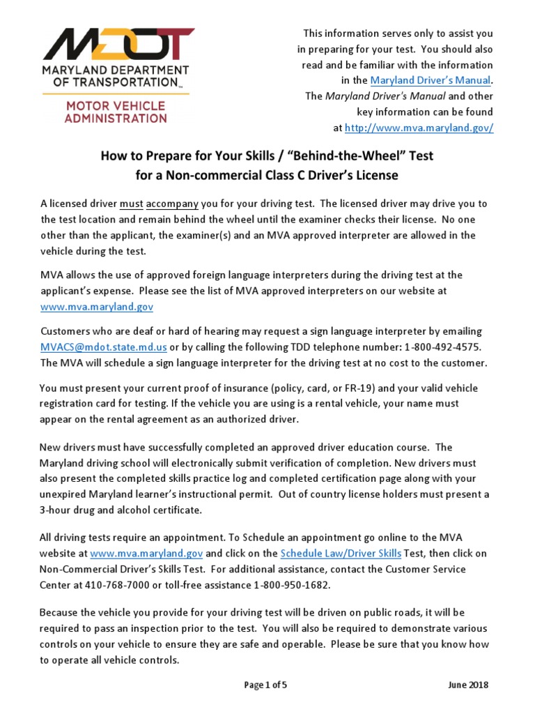 How To Prepare For Your Skills / "Behind-the-Wheel" Test For A Non ...