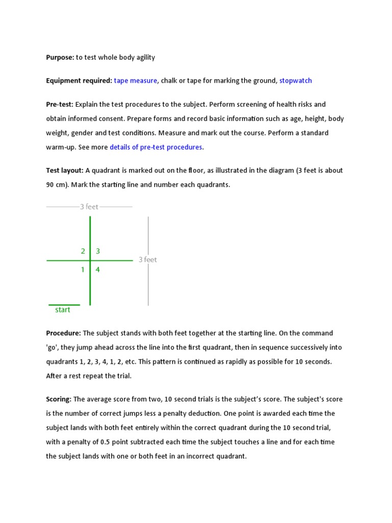Station 6 - Quadrant Agility Test (Pilot Test) | PDF