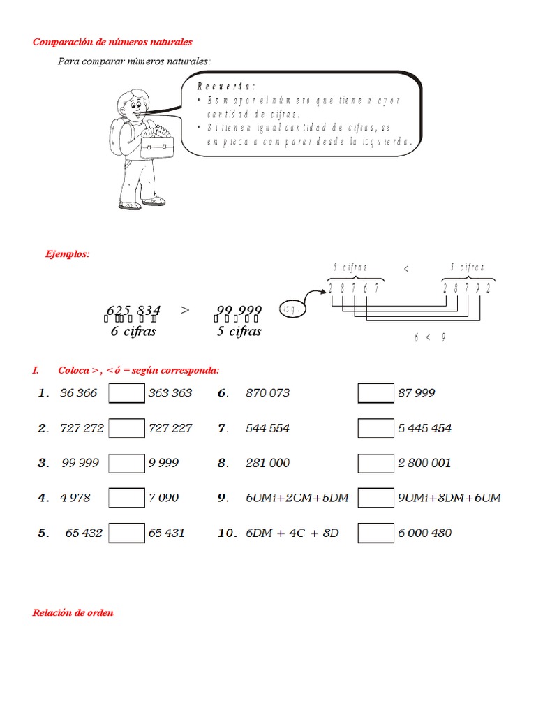 Comparacion de Numeros Naturales 04 DE MAYO | PDF | Enseñanza de matemática