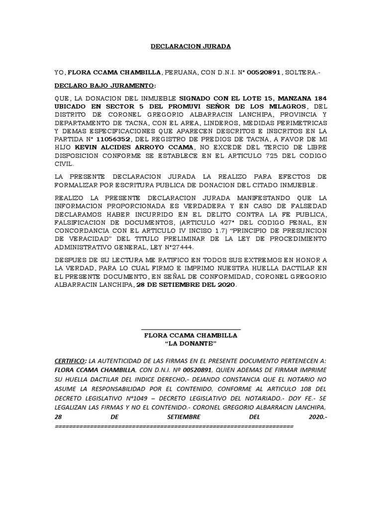 Declaracion Jurada | PDF