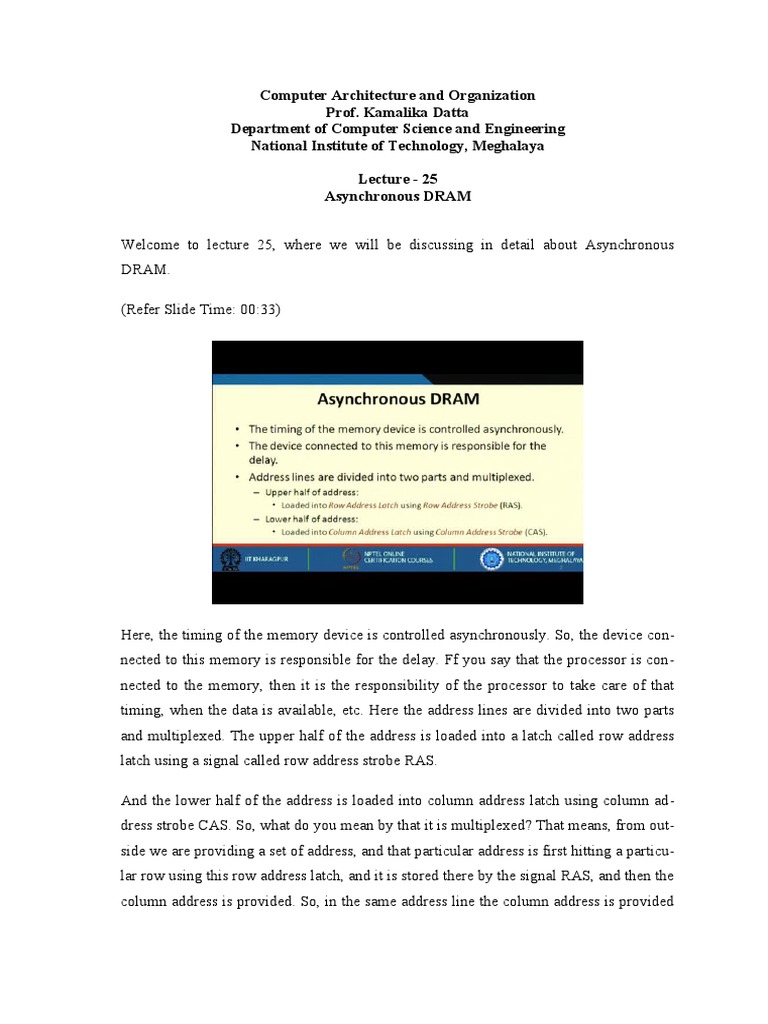 Asynchronous Dram Pdf Random Access Memory Dynamic Random Access Memory