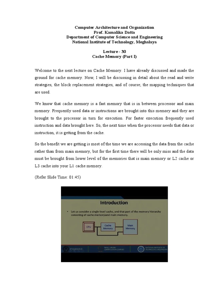 Cache Memory (Part 1) | PDF | Cpu Cache | Central Processing Unit