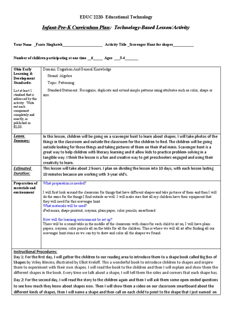 Tech-Enhanced Shape Scavenger Hunt | PDF | Differentiated Instruction ...
