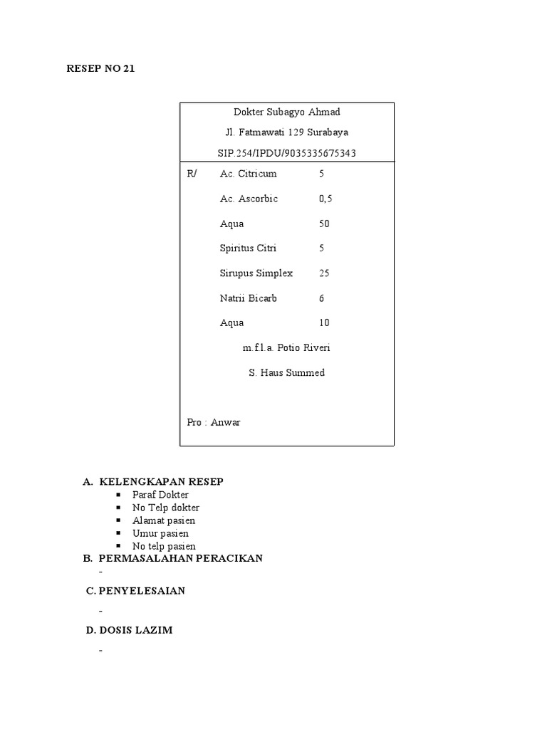 Resep No 21 | PDF
