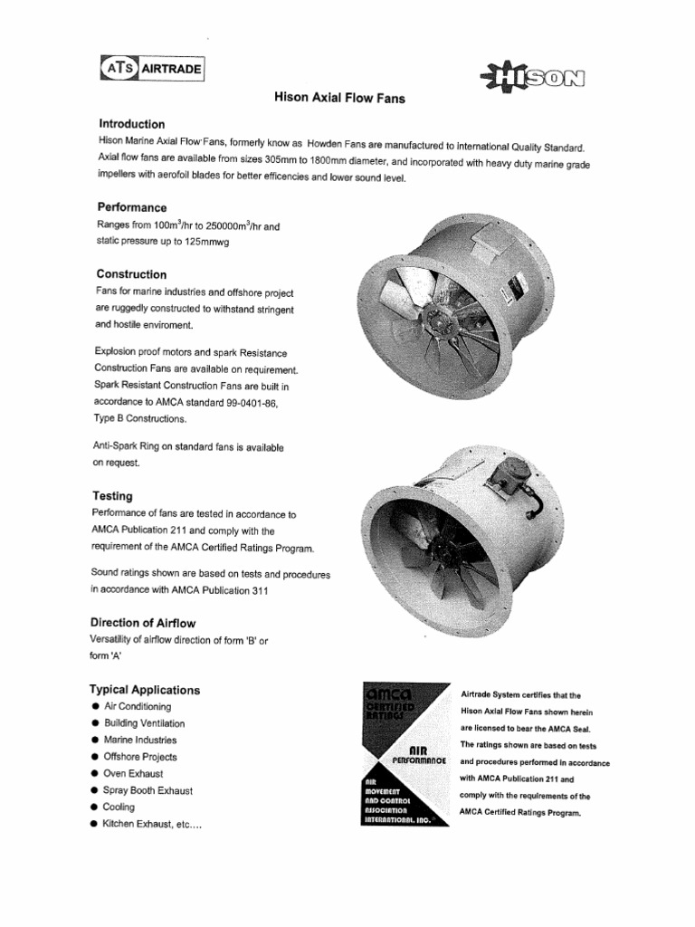 Hison Marine Axial Flow Fans Overview | PDF | Gas Technologies ...